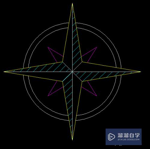 CAD如何画南北方向标？_溜溜自学网